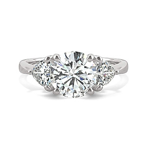 14K White Gold Moissanite by Charles & Colvard 8mm Round Engagement Ring-size 7 2.70cttw DEW