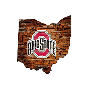 Fan Creations NCAA Ohio State Buckeyes Unisex Ohio State University Mini Roadmap State Sign, Team Color, 12 inch