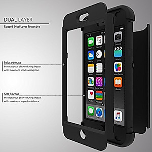 iPod Touch 7/ 6 Case,SLMY(TM) Heavy Duty High Impact Armor Case Cover Protective Case for Apple iPod Touch 5/6/7th Generation Black/Black