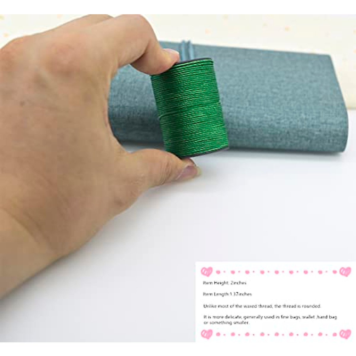 Selric [30 Colors Available] 0.8mm Round Waxed Polyester Thread for DIY Leather Projects, Macrame, Crafts, Machine and Hand Sewing (Grass Green)