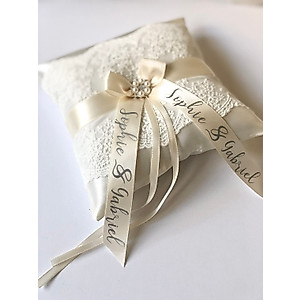 Flower Girl Basket and Ring Bearer Pillow Set, Flower Girl Baskets, Ivory Wedding Basket, Ivory Ring Pillow, Ringkissen, Lace Wedding Pillow (White, 1 Pillow)