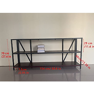 Industrial Bookshelf 3 Shelf Bookcase,Rustic Farmhouse Book Shelves,Solid Wood Three Tier Open Bookcase ,Industrial Wood and Black Metal Bookshelves, Industrial Bookshelf for Living Room Home Office