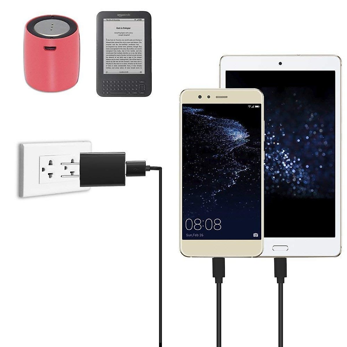 USB-Type C 5V3A Fast Charger for Samsung Galaxy Tab S9 S8 S7, S6, S5e, S4, S3, Tab A7 10.4", A9+ 12.4", A8 10.5" Tab A 10.1 SM-T510, Tab A 8.4", 8.0" SM-T380/387/307/610 SM-X210/710/810 Tablet Charger