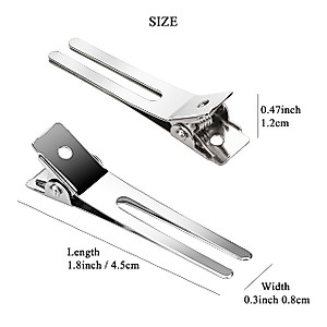 Ryalan 1.8 Inches Profession Hairdressing Double Prong Pin Curl Setting Section Hair Clips Metal Alligator Clips Silver Hairpins for Styling and Haircut (50 Pcs, Silver)