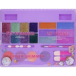 Disney Princess - Townley Girl Cosmetic Vanity Compact Makeup Set with Light & Built-in Music Includes Lip Gloss, Shimmer & Brushes for Kids Girls, Ages 3+ Perfect for Parties, Sleepovers & Makeovers