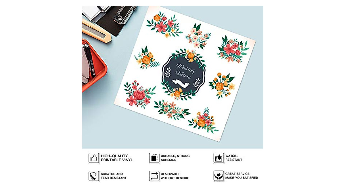 55 Glossy Waterproof Printable Vinyl for Inkjet/Laser