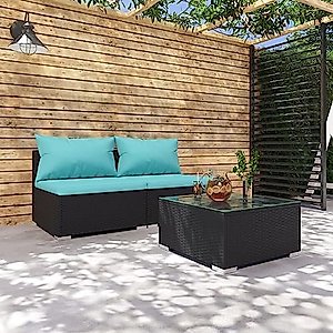 WHOPBXGAD Patio Furniture Set 3 Piece Lawn Furniture,Patio Furniture Sets,Patio furnitureSui for patios, Gardens, lawns, Balconies, Poolside,with s Poly Rattan Black