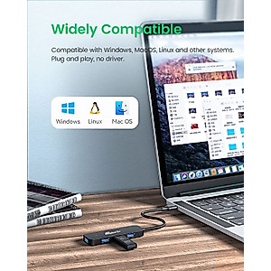 USB 3.0 Hub, 4 Port USB Hub Splitter USB Expander Compatible with MacBook Air, Mac Pro, iMac, Surface Pro, Laptop, PS4, XPS, Xbox, Flash Drive, HDD, Keyborad, Mouse