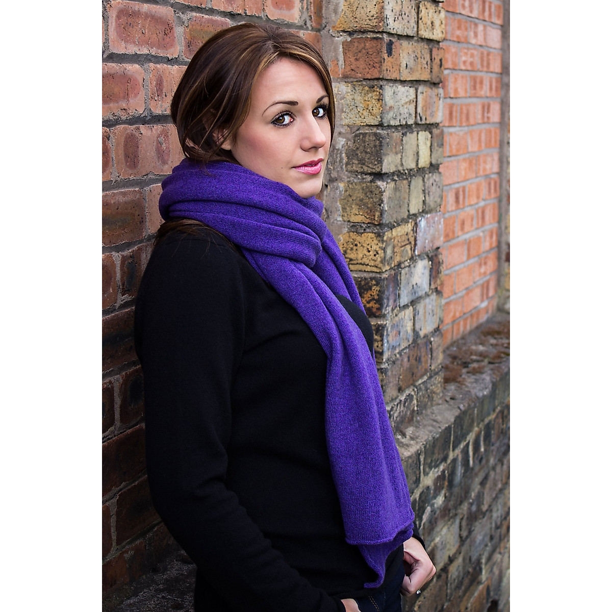 Love Cashmere Women's 100% Cashmere Wrap Scarf - Denim Blue - hand made in Scotland RRP $350