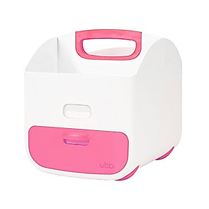 Ubbi Portable Diaper Changing Station + Diaper Storage Caddy Organizer with Changing Mat: Easily Stores Baby Diapers, Wipes + Baby Accessories - Pink