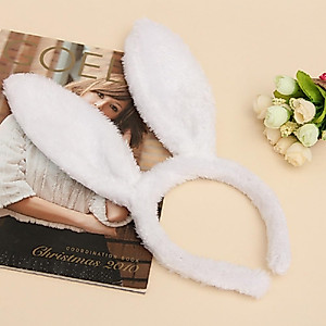LKQBBSZ Bunny Headband Easter Bunny Ears Hairbands Plush White Headband for Easter Party Favor Decorations Party