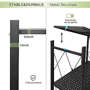 4-Shelf Foldable Storage Shelves with Wheels, Large Capacity Shelving Unit, Freestanding Metal Wire Shelf Rack, No Assembly Organizer Rack for Garage Kitchen, Basement, Pantry, Heavy Duty