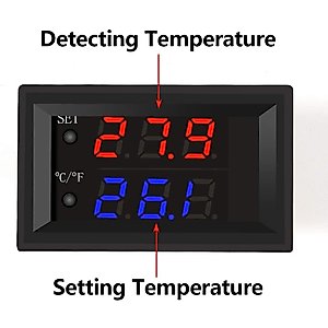 UMLIFE 2PCS Temperature Controller -50 to 110 Celsius (-58 to 230 F) DC 12V Programmable Heating/Cooling Thermostat Control Switch Module NTC Waterproof Sensor Probe Dual Color LED Display Monitor