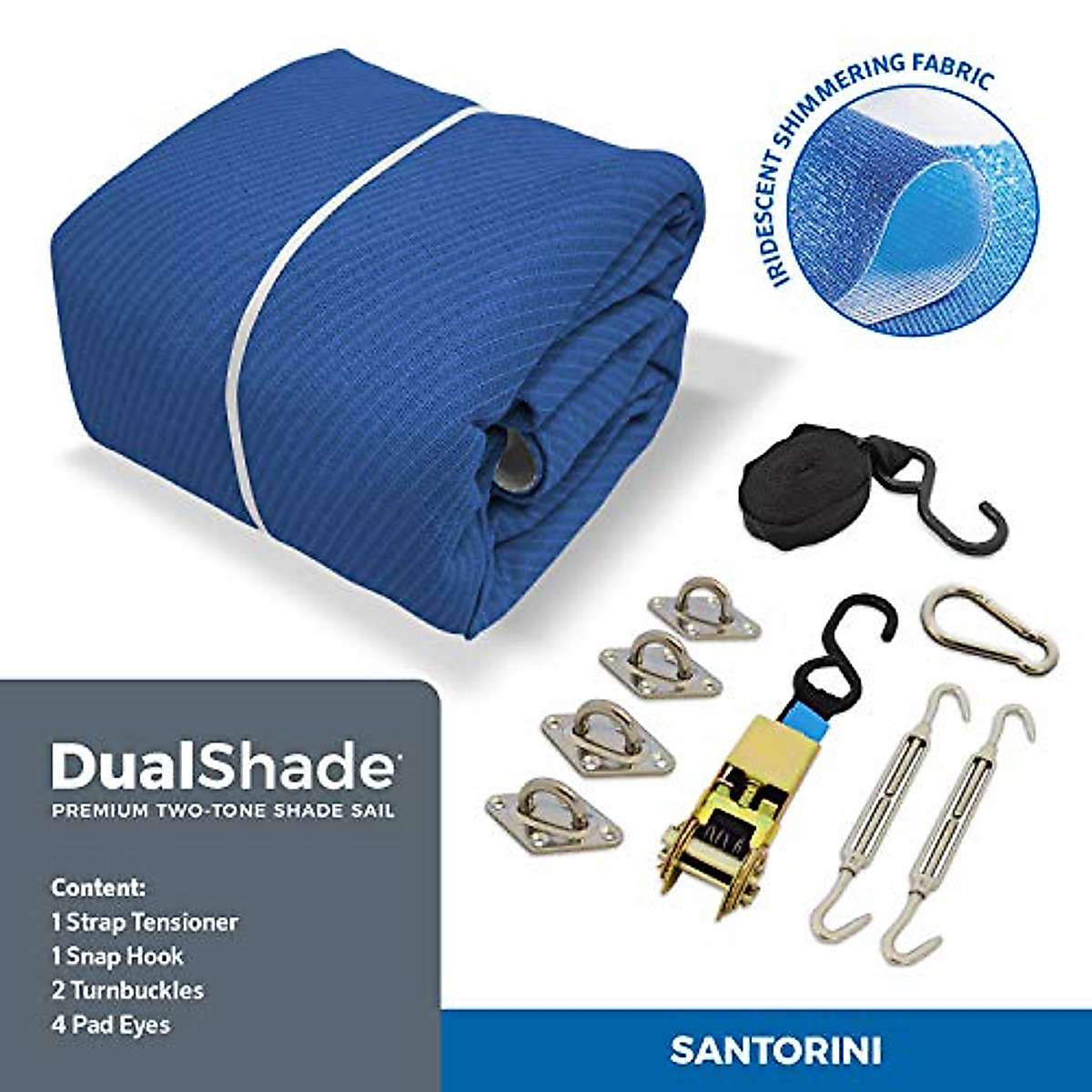 Coolaroo 95% UV Block Dualshade Outdoor Sun Shade Sail with Hardware Kit, 12' Square, Santorini