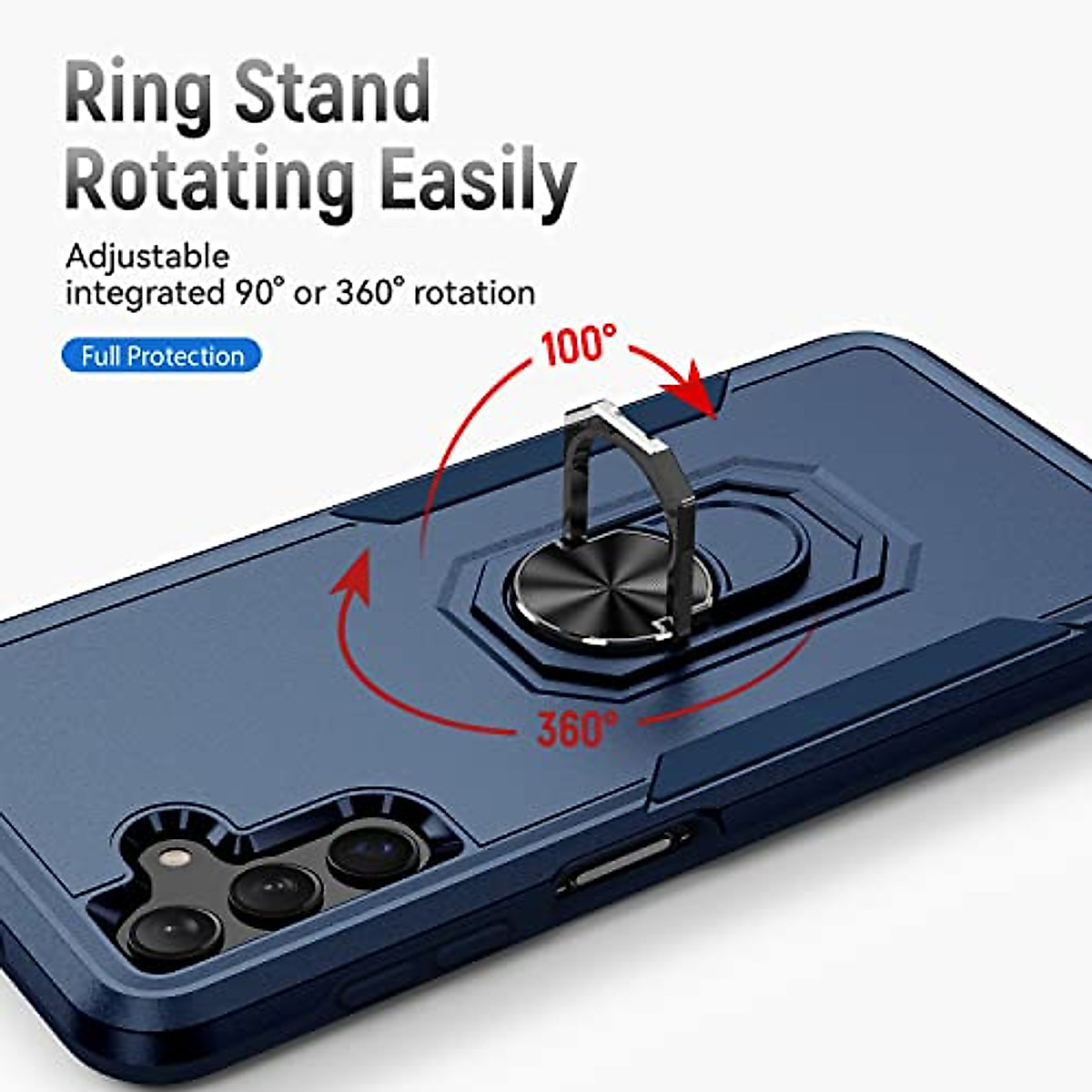 QRemix Designed for Samsung A13 5G Case with Ring and Stand Military Grade Drop Proof 360 Rotation Ring Kickstand Case for Samsung Galaxy A13 5G with Magnetic Compatible with Car Mount (Navy Blue)