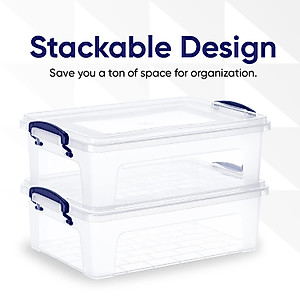 Superio 4 Qt Clear Plastic Storage Bins with Lids and Latches, Organizing Containers, Stackable Plastic Tote for Household, Garage, School, and Office, Small