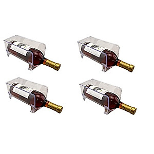 Dependable Industries Set of 4 Stackable Countertop Horizontal Fridge and Freezer Wine Bottle Holder Home Dining Room and Kitchen Storage BPA Free Plastic