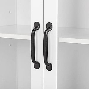 SSLine 5-Tier Bookshelf Bookcase with 4 Doors,71'' Wooden Tall Storage Cabinet with One Drawer and Spray Paint Acrylic Door,Adjustable Shelves for Living Room Bedroom Study Office Book Organizer