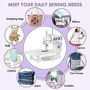 Sewing Machine Mini Portable Electric Dual Speed Sewing Device Hand Held Electric Sewing Machine with14 PCS Sewing Kit for Beginner DIY Household, Travel(Light, Safety)