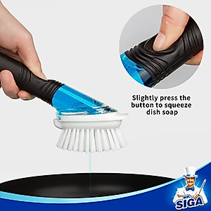 MR.SIGA Soap Dispensing Dish Brush Storage Set, Kitchen Brush with Holder for Pot Pan Sink Cleaning