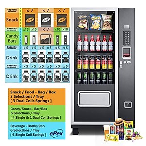 EPEX Snack Beverage Combo Vending Machine with LED Glass Front