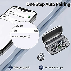 Wireless Ear Clip Bone Conduction Headphones Bluetooth Open Ear Earbuds Sport Wireless Earbuds with Earhooks Up to 16 Hours Playtime Earclip Waterproof Outer Ear Headphones for Android iPhone Windows