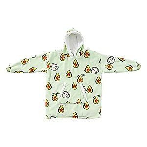 FEDERI Oversized Turkish Sherpa Fabric Wearable Blanket Hoodie | Plush Fleecee Sweatshirt for Men and Women|One Size Fits All (Avocado, Standard Oversized)