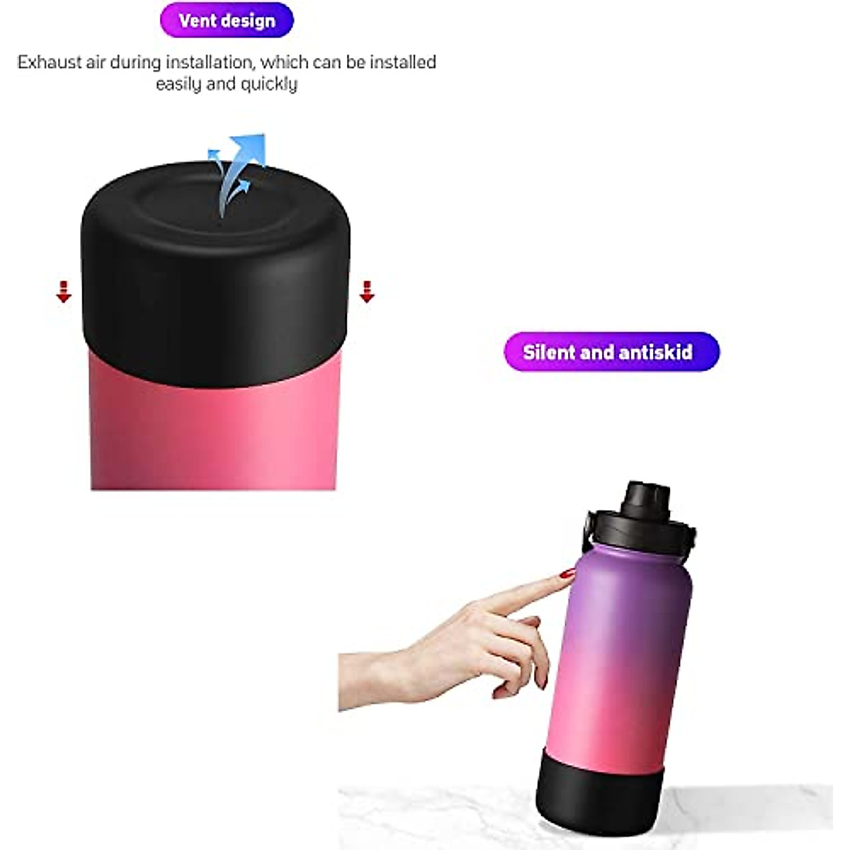 WAPEST Protective Silicone Boot for 32oz - 40oz Hydroflask, Simple Modern, Takeya, Iron Flask and Most Wide Mouth Water Bottle, BPA Free Bottom Silicone Sleeve Cover Water Bottle Accessories, White