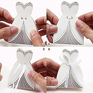 Rbenxia Wholesale Wedding Favors Wedding Party Favor Boxes Creative Tuxedo Dress Groom Bridal Candy Gift Box with Ribbon 100pcs