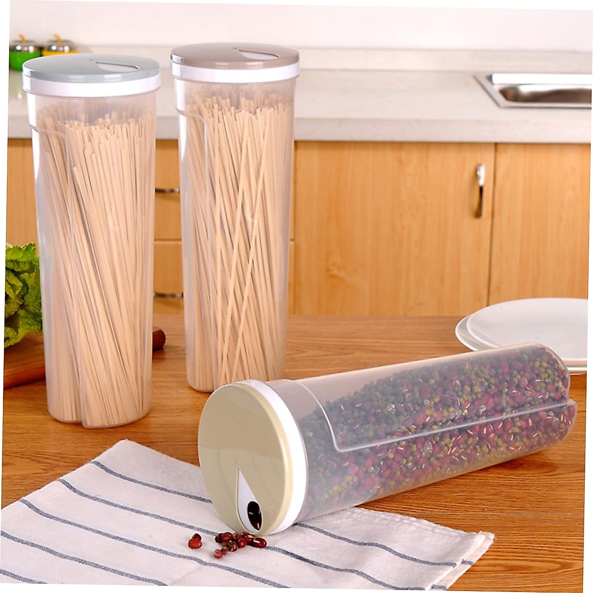 Ciieeo 2pcs Food Organizers Clear Containers Grains Container Spaghetti Organization Pasta Container Food Container Cereal Container Noodles Container Spaghetti Container Storage Cereals