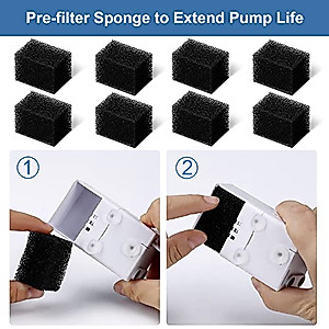 Redoso 8 Pack Replacement Filters & 8 Pack Replacement Pre-Filter Sponges for Veken 95oz/2.8L Bellflower Pet Fountain Cat Water Fountain Dog Water Dispenser