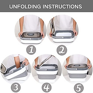 EassyHoo Dog Food Storage Container, 13lb Airtight Pet Food Container for Pets, Foldable Food Storage Bin for Cat Food and Bird Feed, Grey