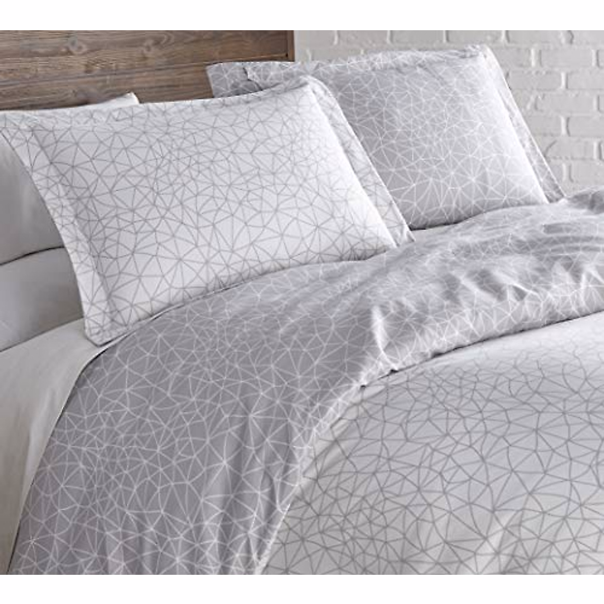 Geometric Maze Collection - Premium Quality, Soft, Wrinkle, Fade, & Stain Resistant, Easy Care, Oversized Duvet Cover Set, King / California King, Grey