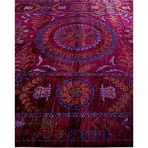 Solo Rugs Fine Vibrance, One-of-a-Kind Hand-Knotted Area Rug - Red, 9' 1" x 12' 0"