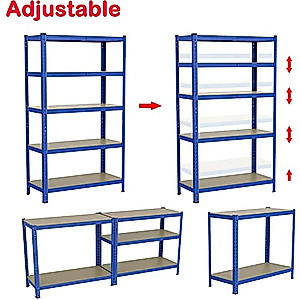 Yunlai 5 Tier Shelving for Garages and Sheds with MDF Boards 1653lb Load Capacity Racking Storage Shelving Unit Plug-in System Shelving Units for Storage Garage Shelving Units (59"x27.6"x11.8")