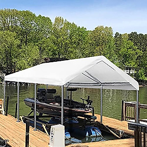 Quictent 10’x20’ Heavy Duty Carport Car Canopy Galvanized Car Boat Shelter with Reinforced Steel Cables-White