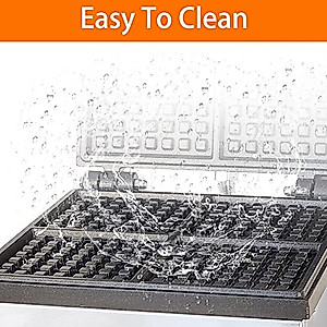 SNKOURIN Commercial Waffle Maker,4 Pieces Nonstick Electric Waffle Maker Stainless Steel 110V Temperature and Time Control Belgian Waffle Maker for Bakery,Restaurant,Snack Bar or Home