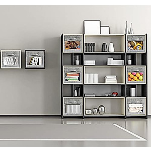 SUOCO Cube Storage Bins with Clear Window, Foldable Fabric Baskets Boxes for Shelf Closet Organizer, Nursery and Kids Room, 8 Pack, Grey