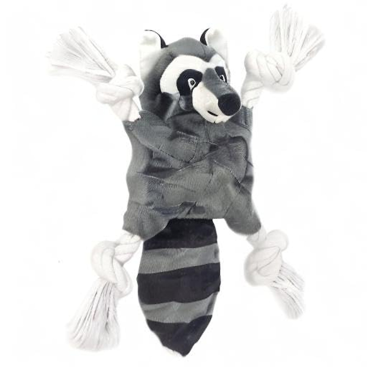 Maestro Pets No Stuffing Dog Toys, Crinkle Dog Toys, 3 in 1 Plush Dog Toys with Rope Legs, Squeakers and Crinkle Paper, Dog Rope Squeaky Toys for Puppies, Small, and Medium Dogs (Raccoon)