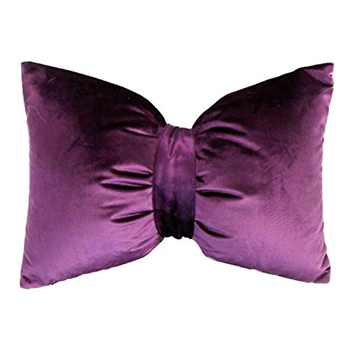 Luxurious Velvet Bow Neck Pillow Headrest Cushion Decorative Lumbar Support Pillow for Home, Living Room, Office (Purple, Large)
