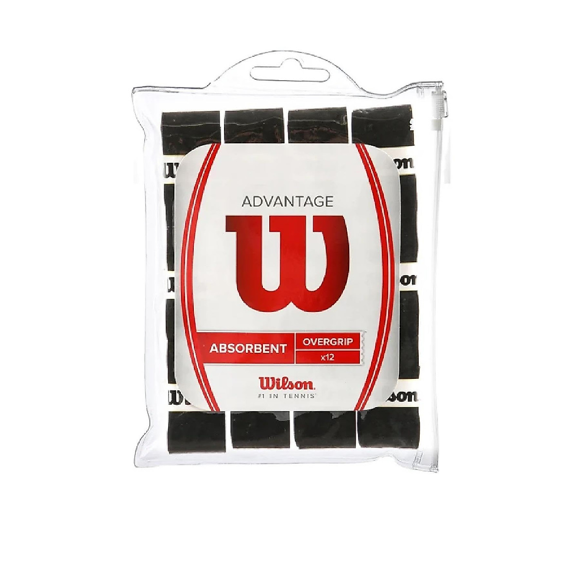 Wilson Advantage Absorbent Tennis Racket Overgrip Advantage Absorbent, Black, Pack of 12