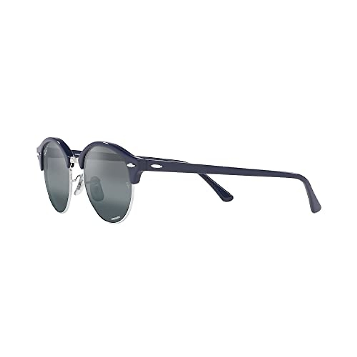 Ray-Ban RB4246 Clubround Round Sunglasses, Blue on Silver/Dark Blue Gradient Mirrored Polarized, 51 mm