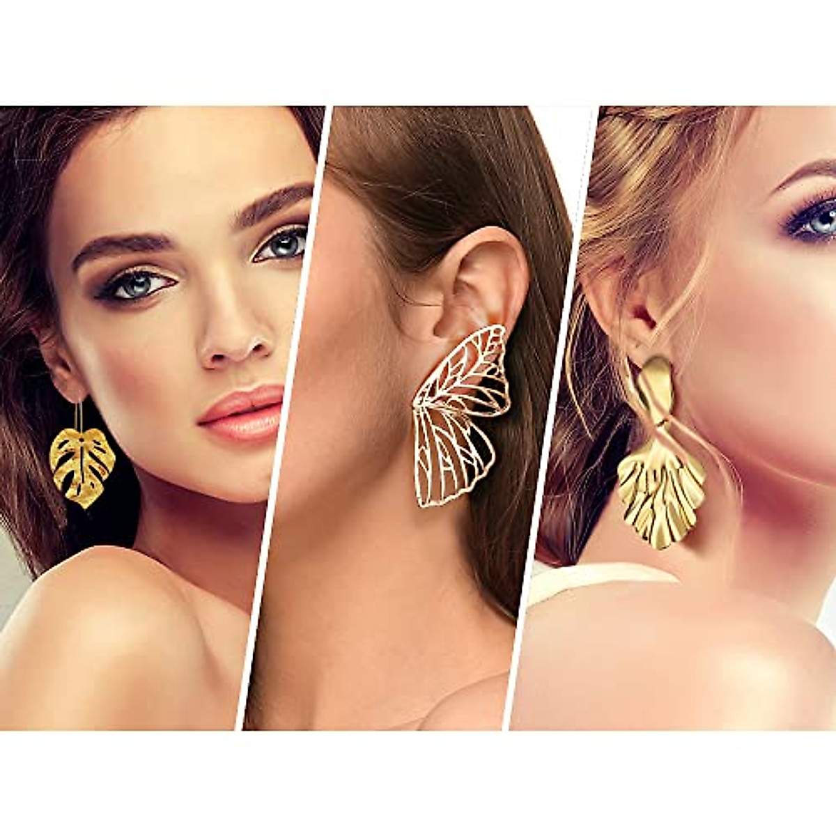 12 Pairs Gold Silver Geometric Earrings Exaggerated Statement Earrings Punk Stylish Sectored Twisted Earring Jewelry for Women and Girls (Gold)
