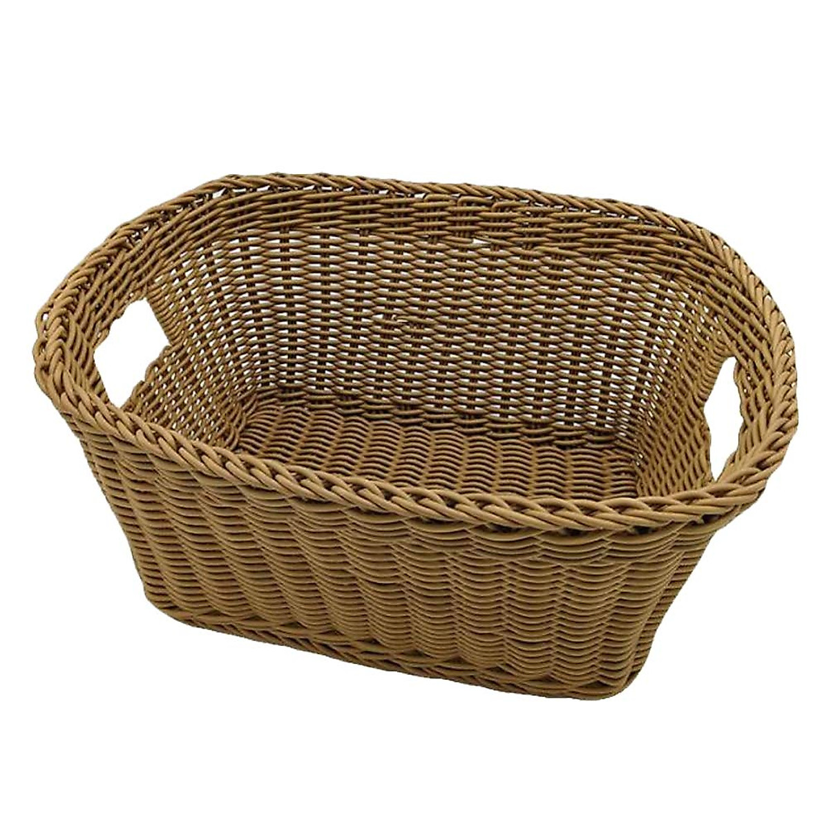 Cabilock Woven Storage Basket Large Storage Container with Handles Rustic Decorative Rattan Storage Basket for Laundry Bedroom Bathroom (Bottom 11.8x7.9x7.9 inch)