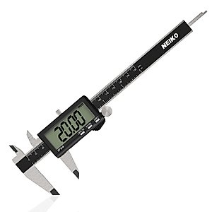 NEIKO 01401A 6-Inch Electronic Digital Caliper, Stainless Steel, Extra Large LCD Screen, Measurement Conversions for Inches, Millimeters, and Fractions, 1 LR44 batteries required. (included)
