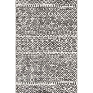 JONATHAN Y MOH209B-8 Izil Moroccan Beni Souk Indoor Farmhouse Area-Rug Bohemian Minimalistic Geometric Easy-Cleaning Bedroom Kitchen Living Room Non Shedding, 8 X 10, Gray,Cream