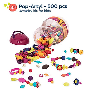 B. toys – Pop Arty! 500 Pcs- Jewlery Making Kit- Creative Pop Snap Bead Set for Kids –DIY Craft Jewelry Making Kit –Necklaces, Rings, Bracelets – 4 Years +