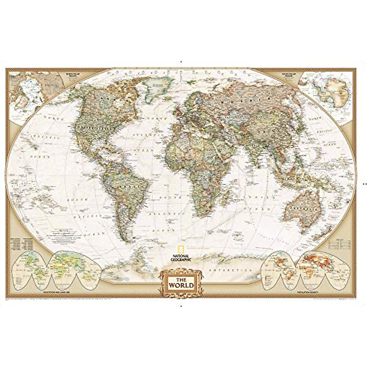 National Geographic World Executive Wall Map - Antique Style - 36 x 24 inches - Art Quality Print
