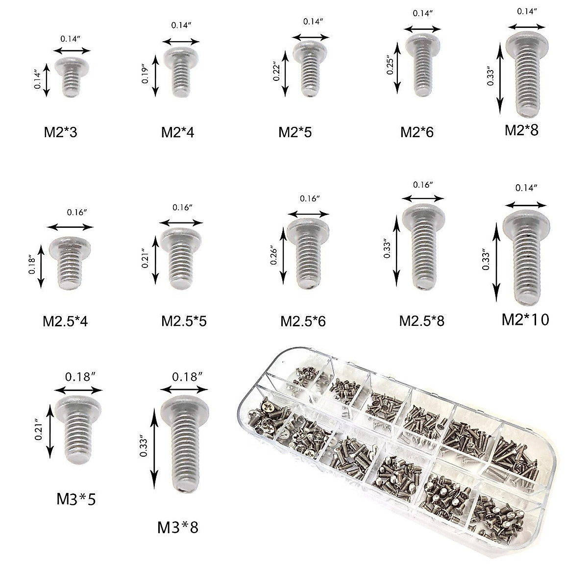Easycargo 240pcs 12 sizes Laptop Screws Kit, Notebook Computer Replacement Screws Assortment Kit,M2 M2.5 M3, for Lenovo Toshiba Gateway Samsung HP IBM Dell Sony Acer Asus SSD Hard Disk SATA SSD M.2