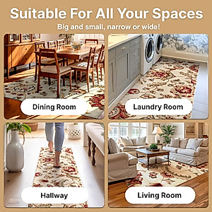 Well Woven Barclay Collection Ashley Oriental Ivory 2x7 Runner Rug - for Hallways, Kitchens, and Entryways